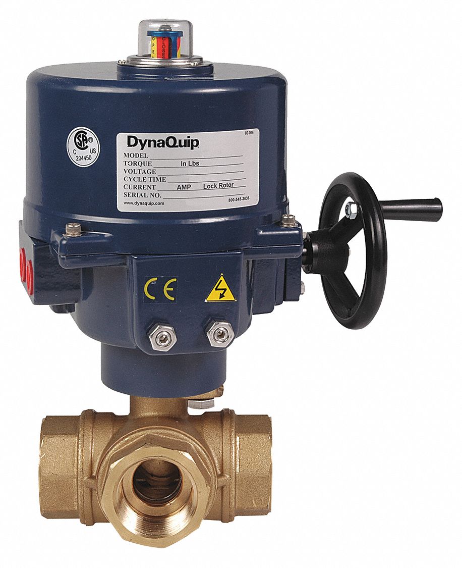 DYNAQUIP CONTROLS Brass Electronic Actuated Ball Valve, 3 DYNAQUIP CONTROLS Brass Electronic Actuated Ball Valve, 3
