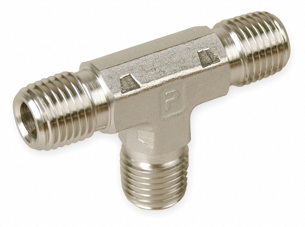 Parker 316 Stainless Steel Tee Mnpt 3 8 In Pipe Size Pipe Fitting
