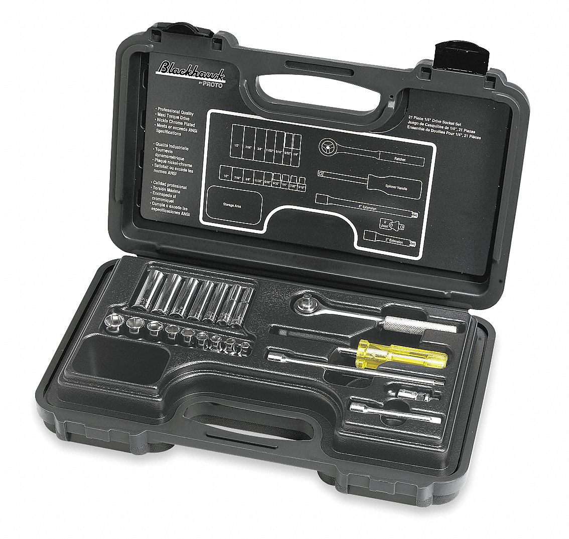 Blackhawk By Proto Socket Wrench Set Socket Size Range 3 16 In To 1 2