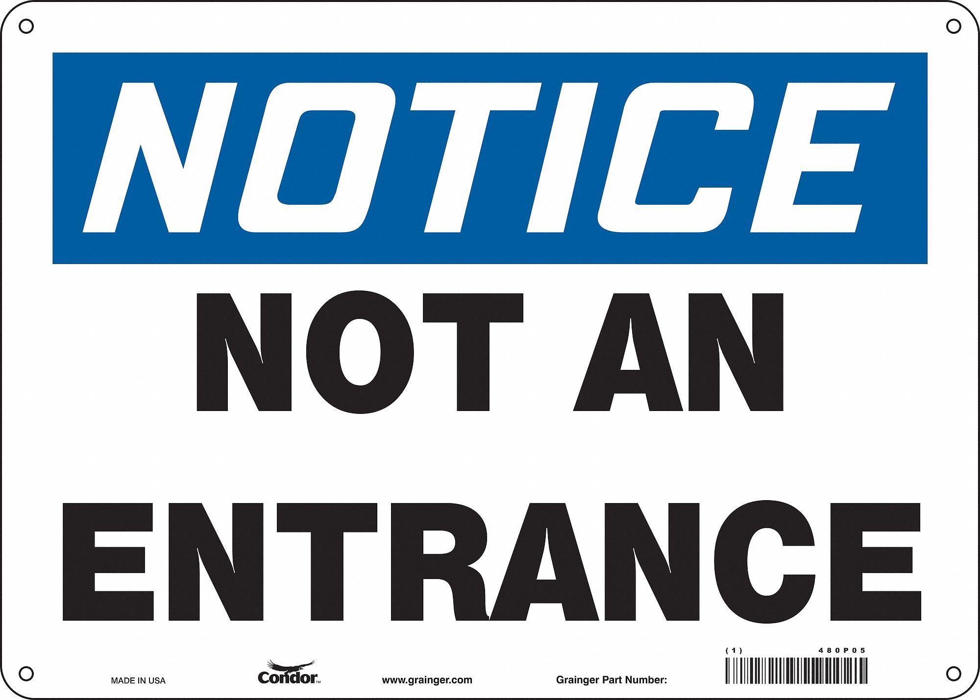 CONDOR Safety Sign, Not An Entrance, Sign Header Notice, Polyethylene ... CONDOR Safety Sign, Not An Entrance, Sign Header Notice, Polyethylene ...