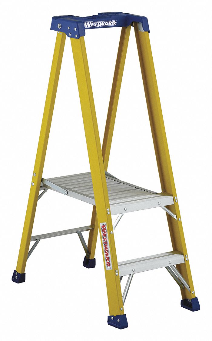 WESTWARD Fiberglass Platform Stepladder 4 Ft 9 In Ladder Height 1 Ft