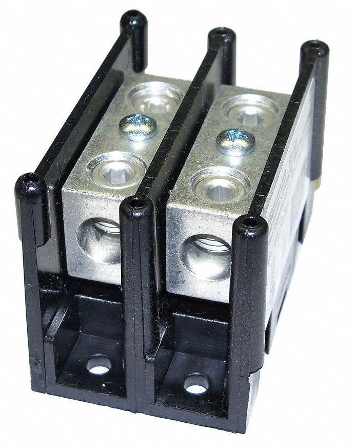MERSEN Power Distribution Block, 175 Max. Amps, Number of Poles: 2, Primary Wire Range (AWG): 14 ...