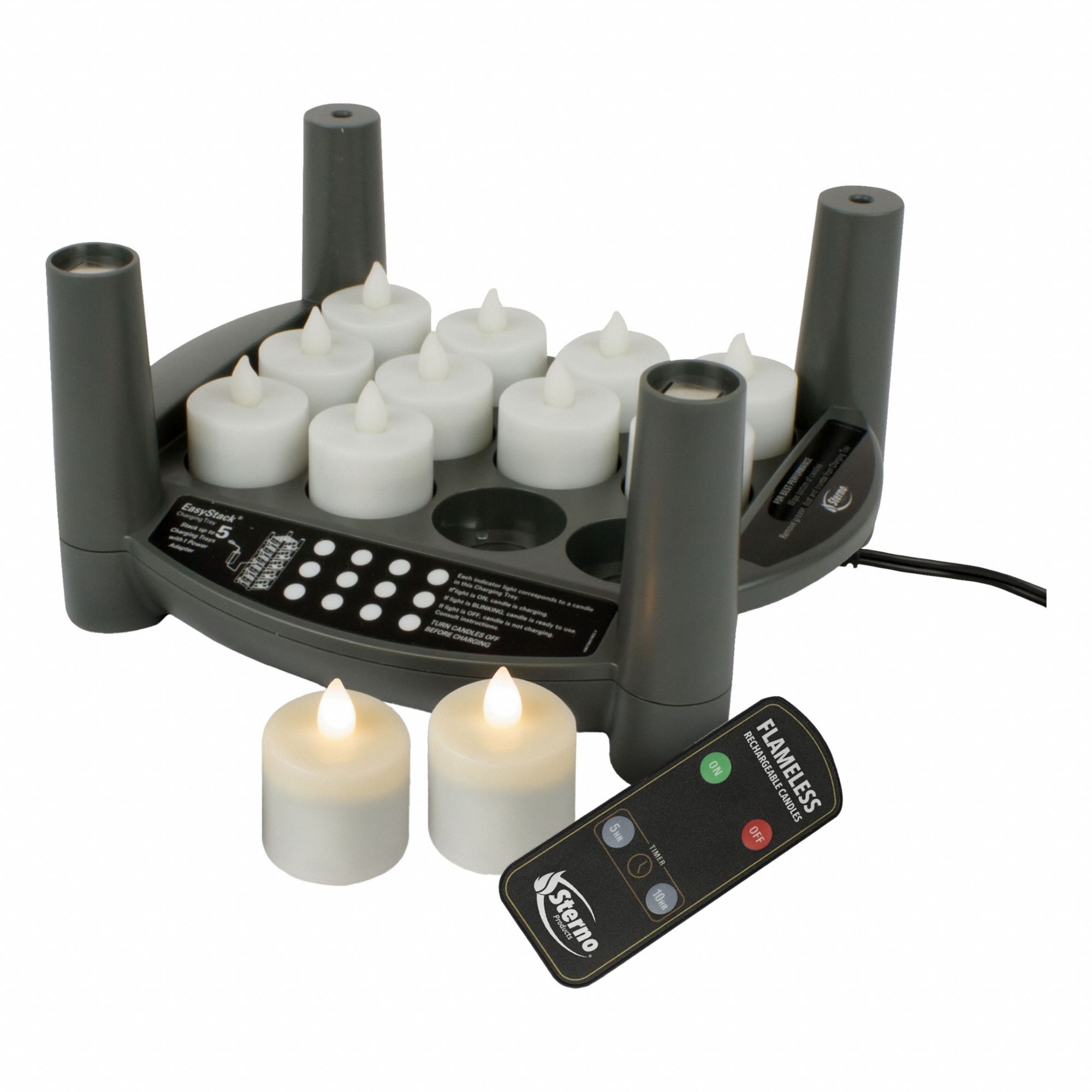 STERNO, 24 hr Burn Time, Black/White, Flameless Candle - 826YJ2|60306 ...