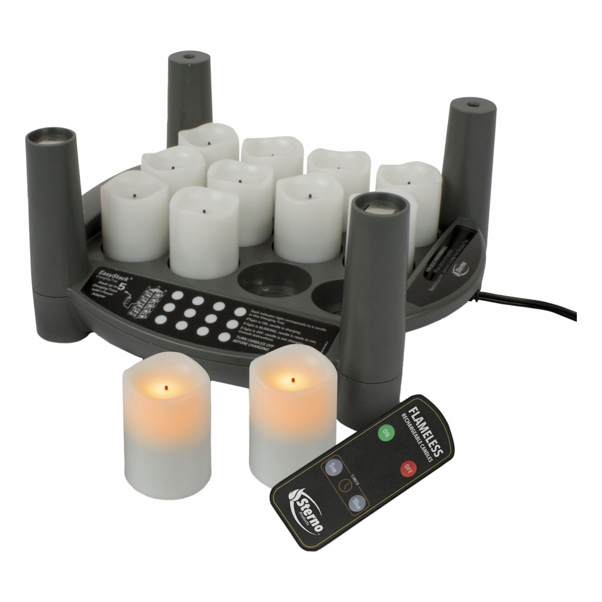 STERNO, 40 hr Burn Time, Black/White, Flameless Candle - 826YJ1|60308 ...