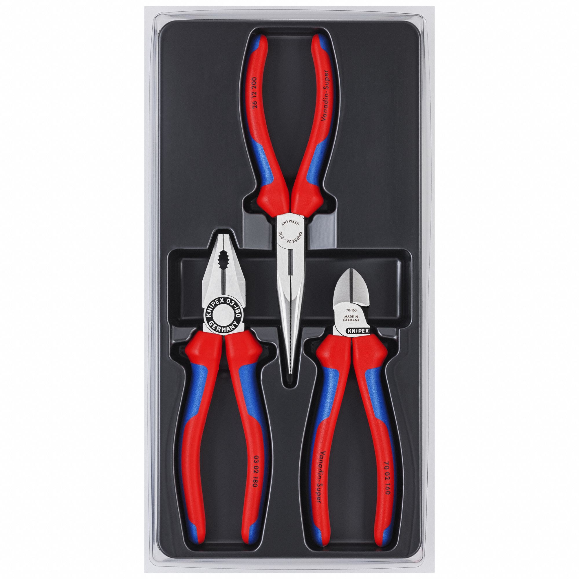 3 Pliers, Knurled Grip, Plier Set - 38UT26|00 20 11 - Grainger