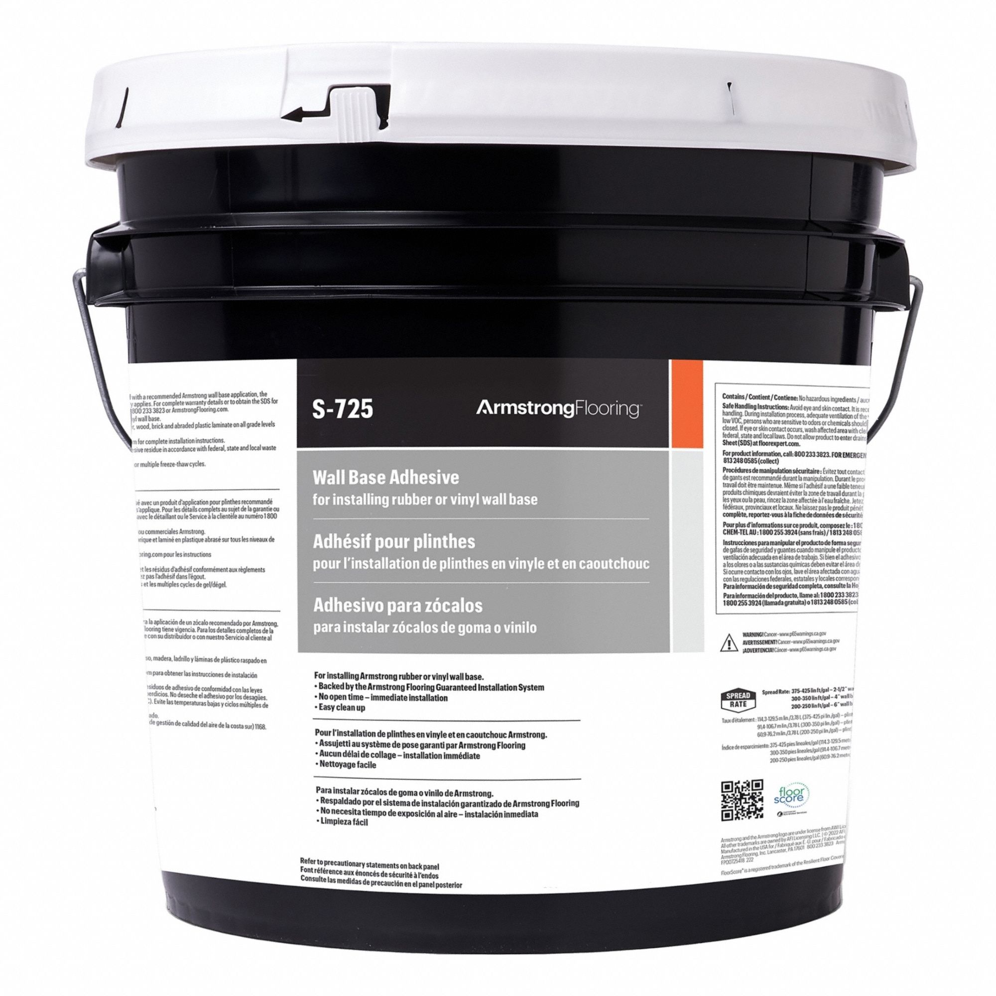 ARMSTRONG, Wall Base Adhesive, 1 gal, Construction Adhesive - 860KV6 ...