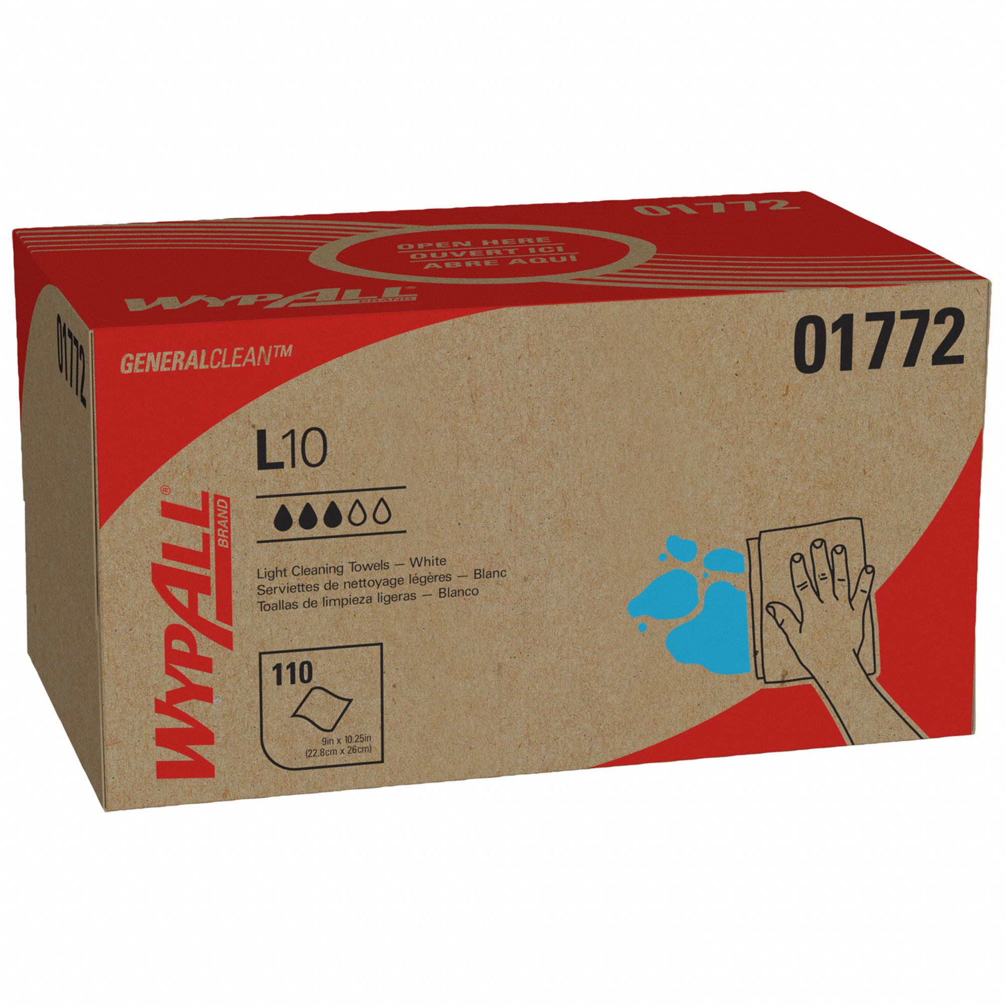 KIMBERLY-CLARK PROFESSIONAL, Dispenser Box, Light Absorbency, Dry Wipe ...