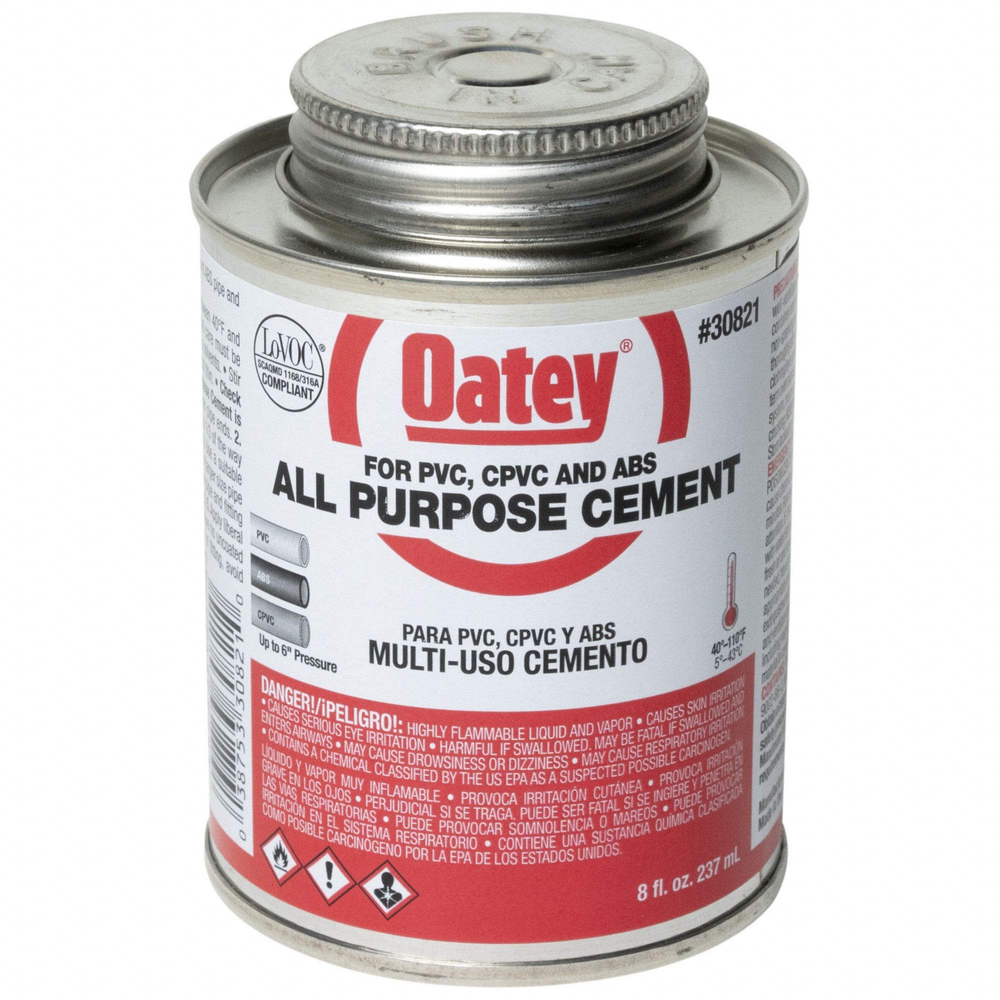 OATEY, All Purpose, 8 fl oz, Pipe Cement - 29FH91|30821 - Grainger