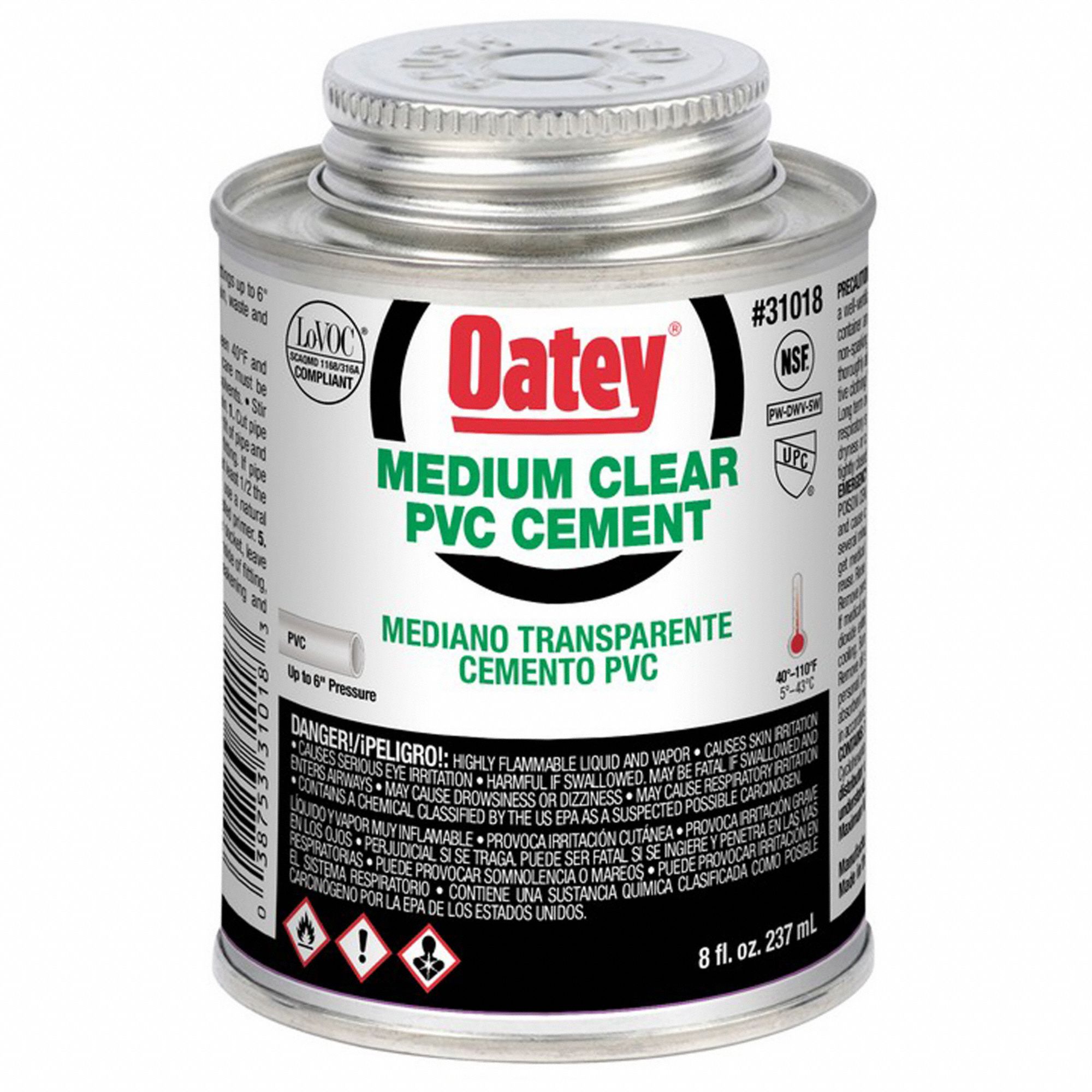 OATEY, Medium, 8 fl oz, Pipe Cement - 29FH89|31018 - Grainger
