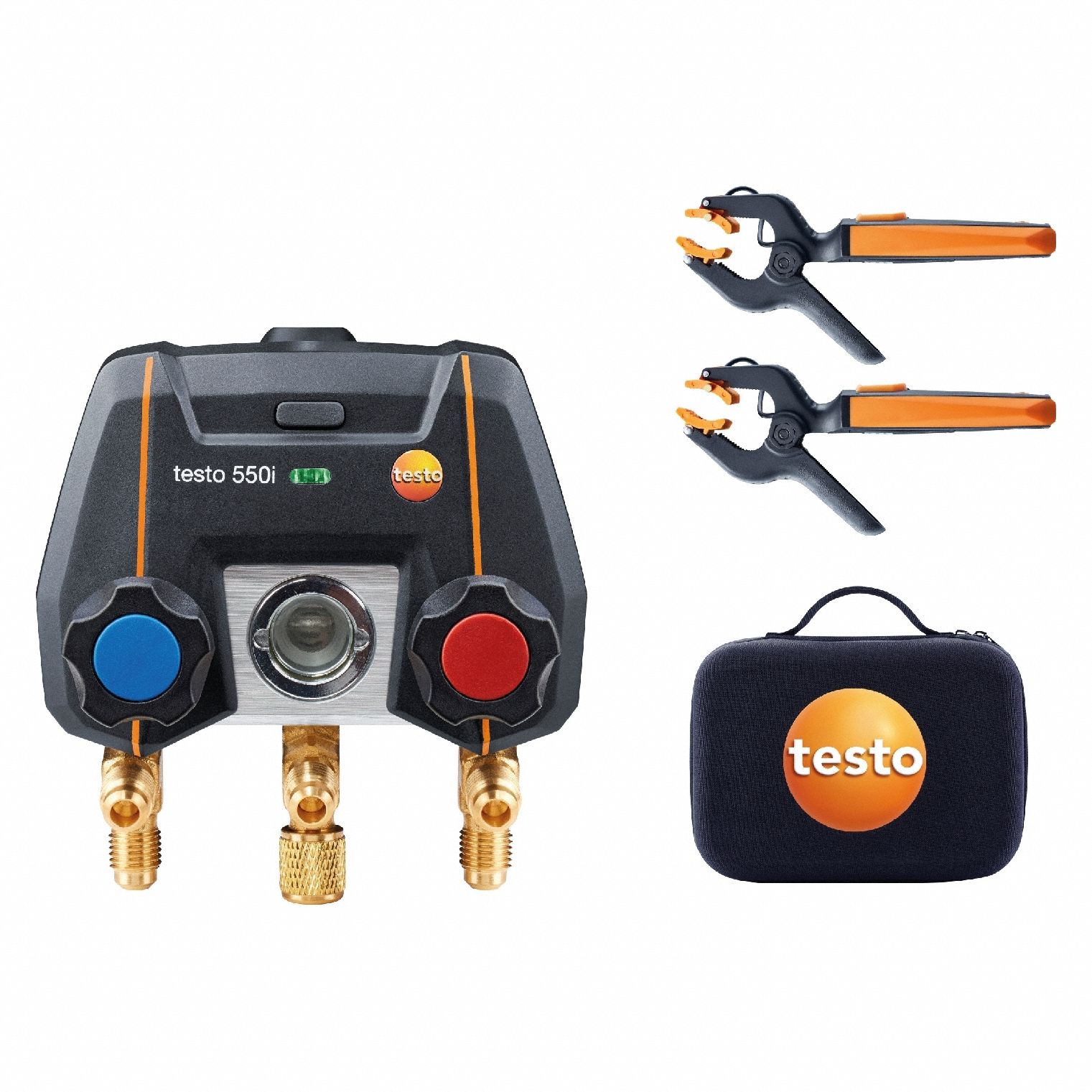 TESTO, 2 Valves, 3 Hoses, Manifold Gauge - 808DX4|0564 3550 01 - Grainger