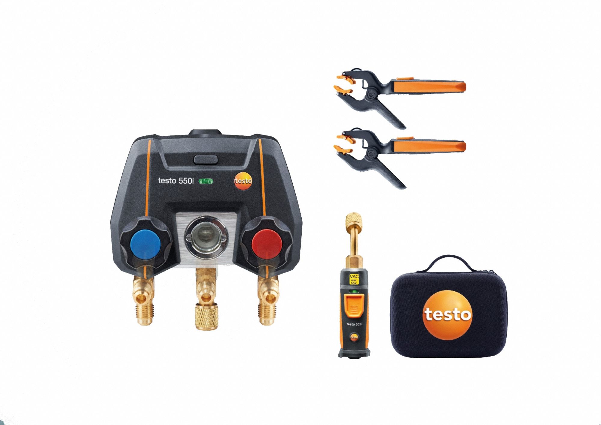 TESTO, Digital Manifold, 2 Valves, Mainfold Gauge Kit - 808DX5|0564 ...