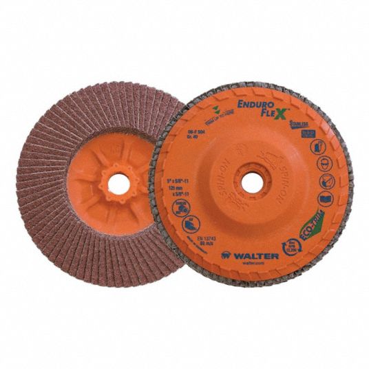 WALTER SURFACE TECHNOLOGIES, Type 27, 5" x 5/8"-11, Flap Disc - 804CG2 ...