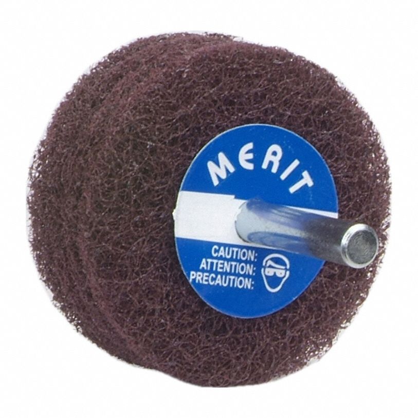 MERIT, 2 in Dia x 1 in W, 1/4 in Straight Shaft, Non-Woven Disc Wheel ...