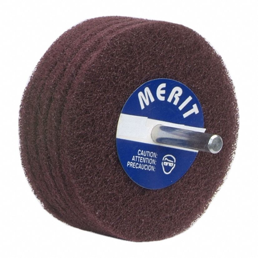 MERIT, 3 in Dia x 1 in W, 1/4 in Straight Shaft, Non-Woven Disc Wheel ...