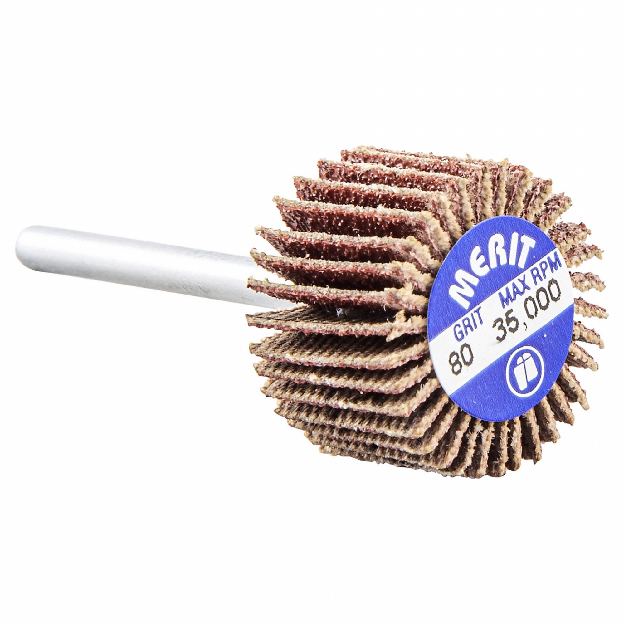 MERIT, 3/4 in Dia x 1/2 in W, 1/8 in Straight-Shank, Flap Wheel ...