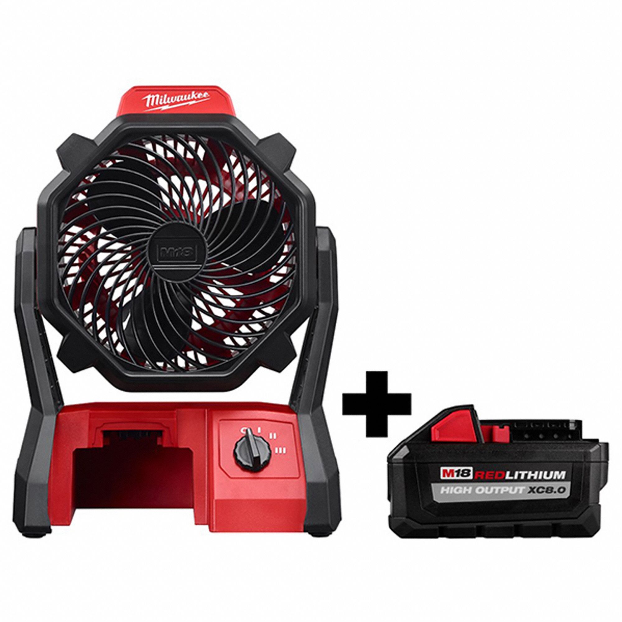 MILWAUKEE, M18, Battery Included, Fan and Battery - 385JL8|0886-20, 48 ...