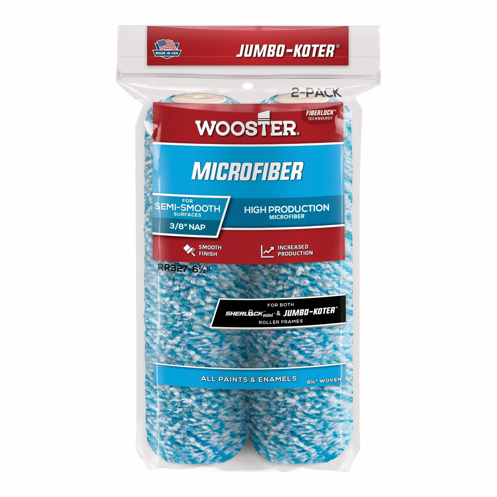 WOOSTER, 6 1/2 in Lg, 3/8 in Nap Size, Paint Roller Cover - 850U55 ...