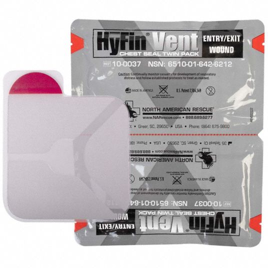 HYFIN, 6 in Dressing Lg, 6 in Dressing Wd, Vented Chest Seal - 839K79 ...
