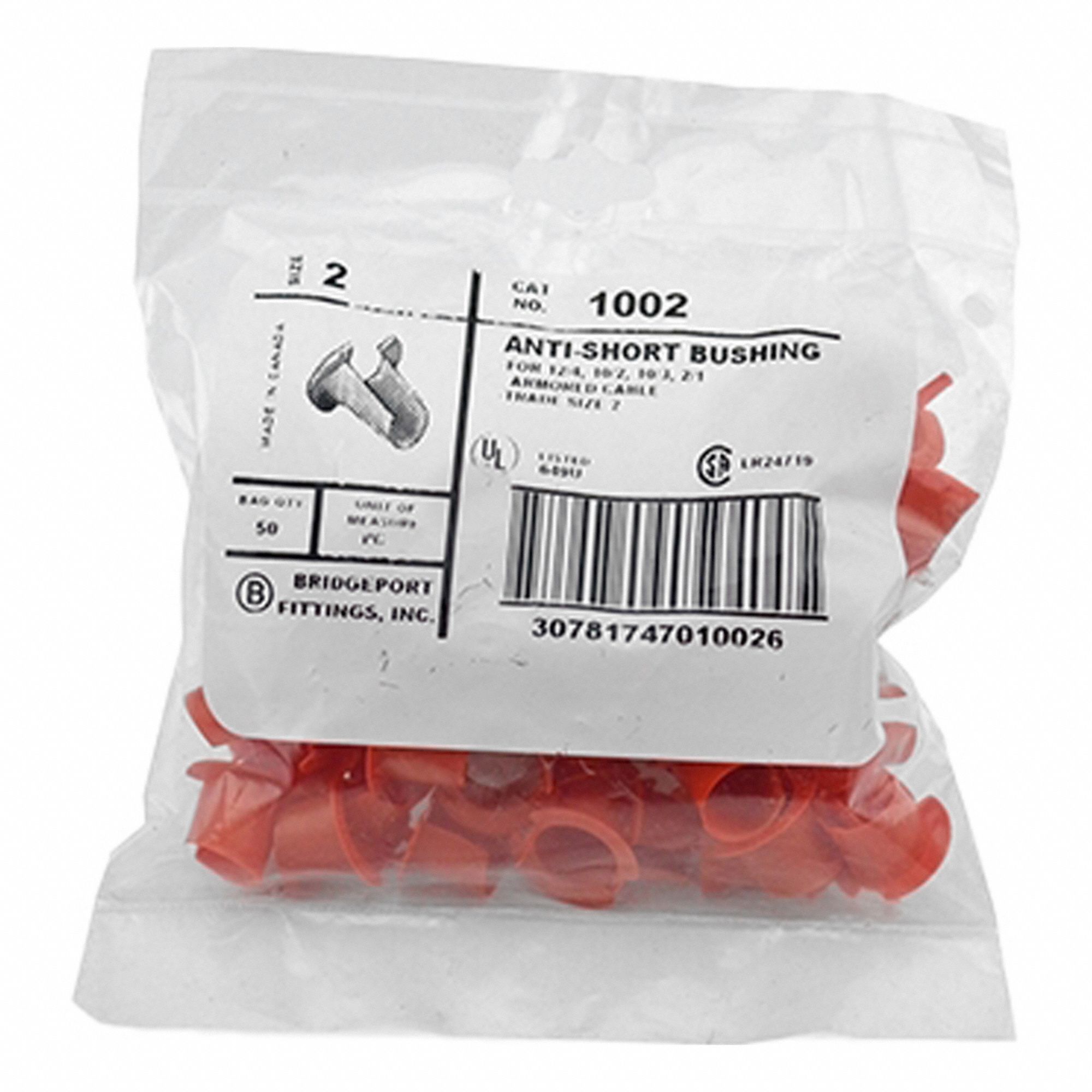 1/4 in Trade Size, Red, Armored Bushings - 826YE5|1002 - Grainger