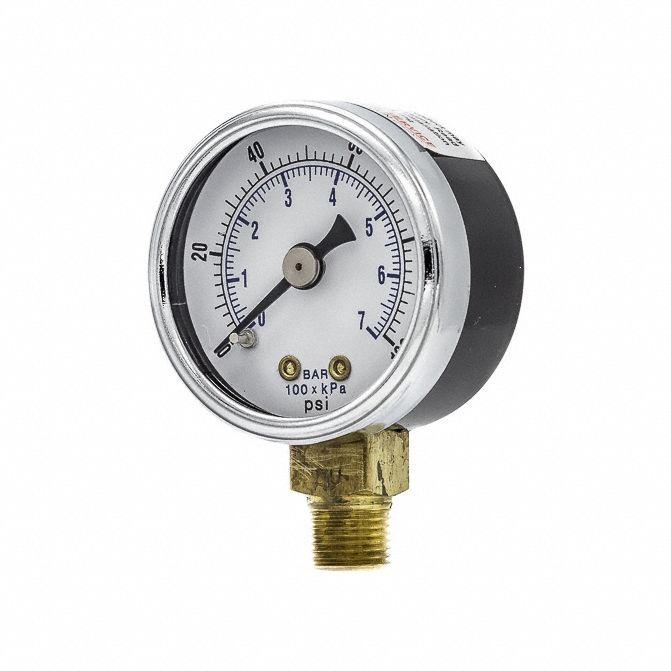 100 psi to 0 psi / Hg to 100 psi, 2 1/2 in Dial, Pressure Gauge ...