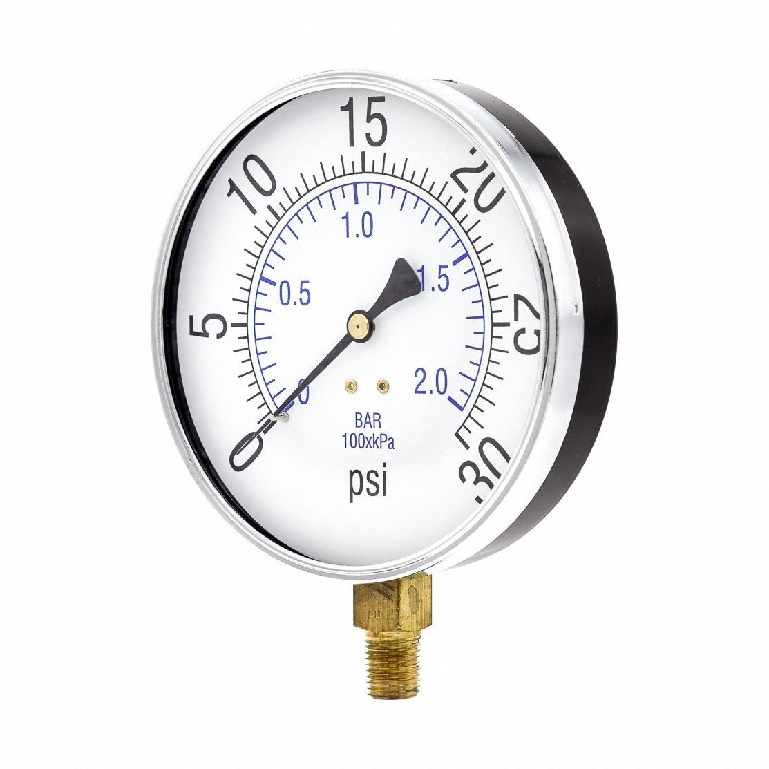 0 psi / Hg to 30 psi, 4 1/2 in Dial, Pressure Gauge - 859VX2|101D-454C ...