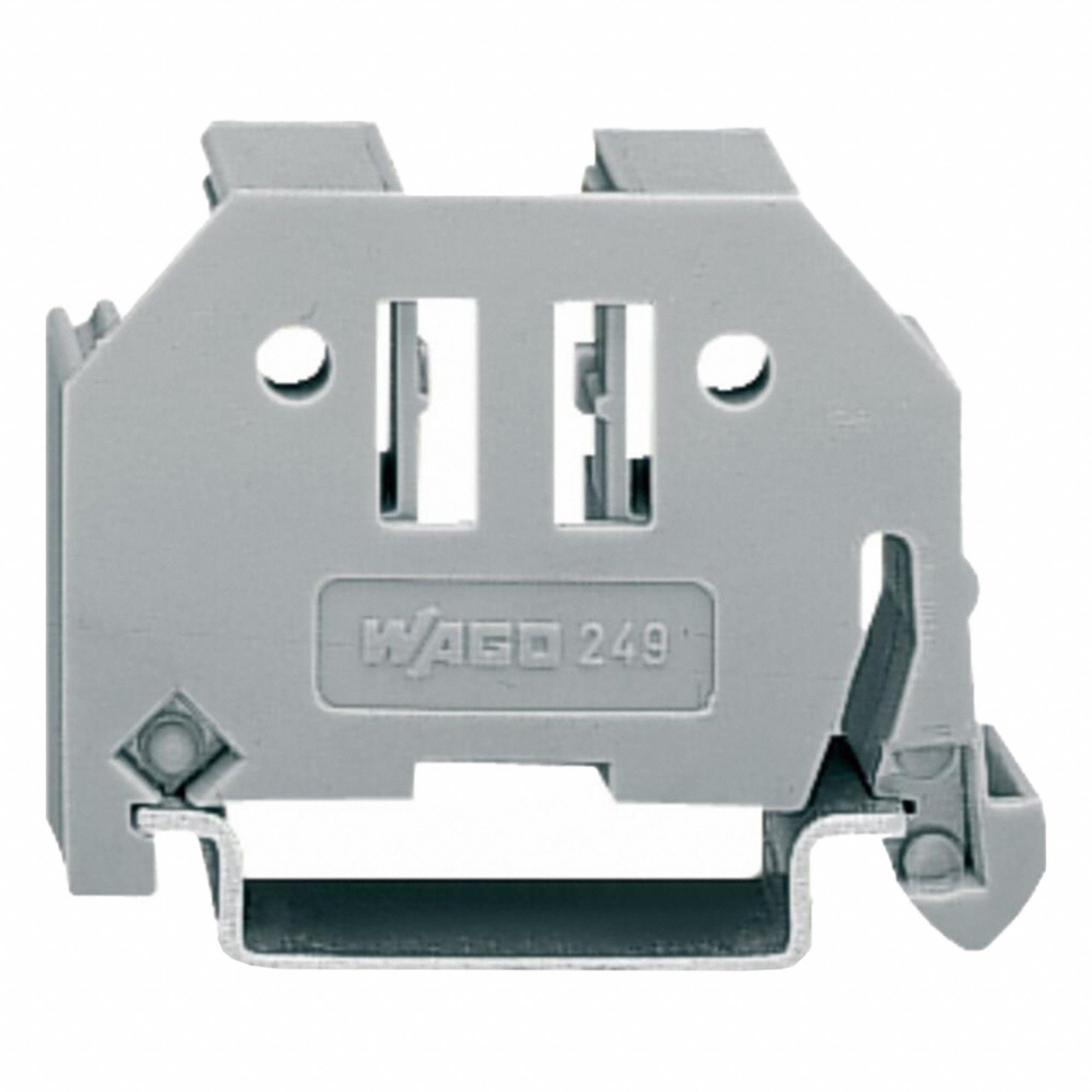 WAGO, Gray, DIN Rail Mount, Din Rail End Stop - 869ZV7|249-117 - Grainger