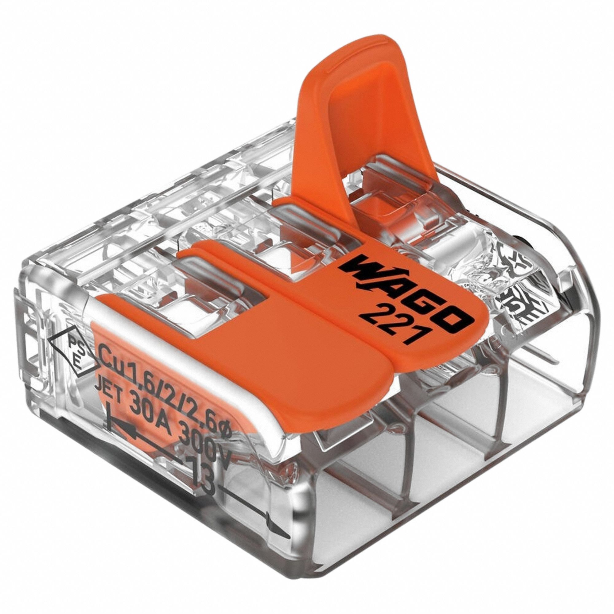 WAGO, Transparent, Polycarbonate, 3 Position Lever Nut - 820KD5|221-613 ...