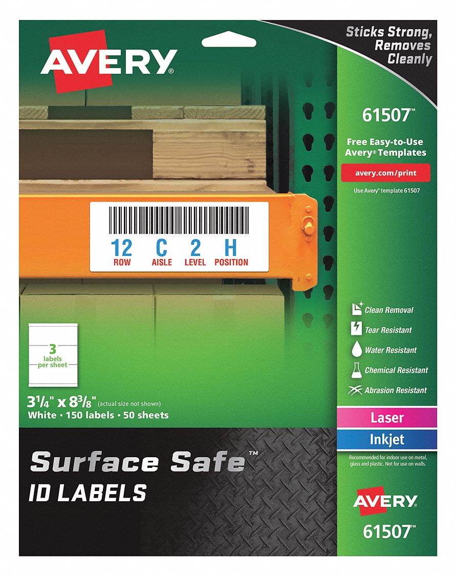 AVERY, White, 3 1/4 in Label Ht, Multiple Purpose Labels - 104HM7 ...