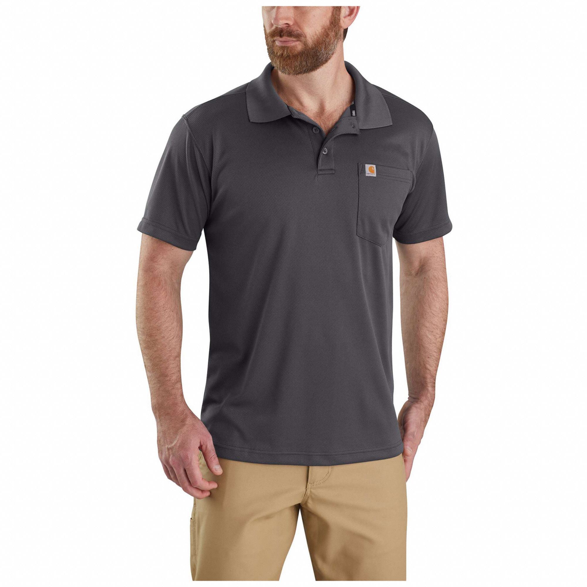Lightweight Pocket Polo,Men's,Black,XL - Grainger