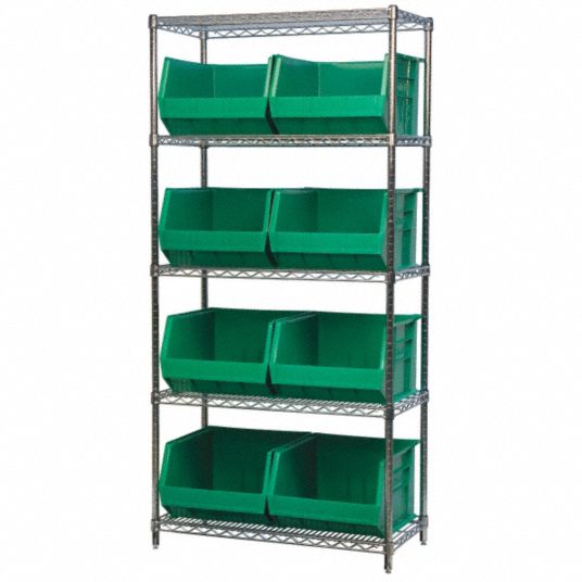 AKRO-MILS, 36 in x 18 in x 74 in, 9 Bins, Bin Shelving - 10A137 ...