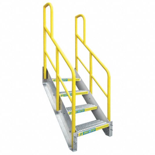 ERECTASTEP Aluminum Stair Unit, 1000 lb. Load Capacity, Serrated Step ...