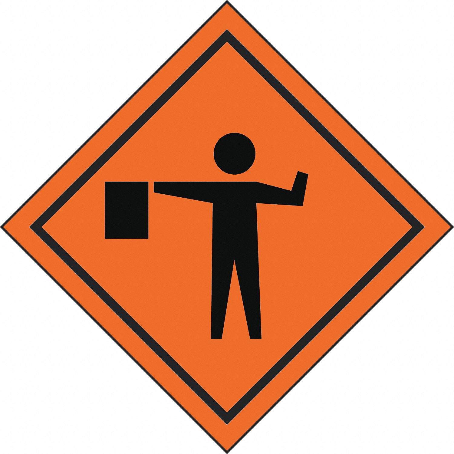 ACCUFORM SIGNS SIGN, FLAGMAN SYMBOL, ROLL UP, BLACK/ORANGE, 36 X 36 IN ...