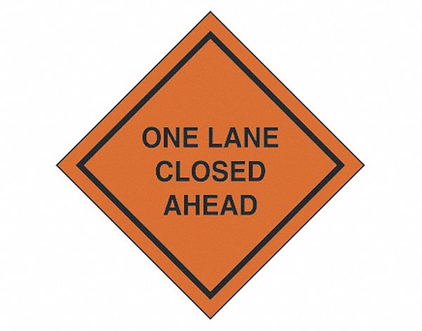 ACCUFORM SIGNS CONSTRUCTION SIGN, ONE LANE CLOSED, ROLL UP, LIGHTWEIGHT ...