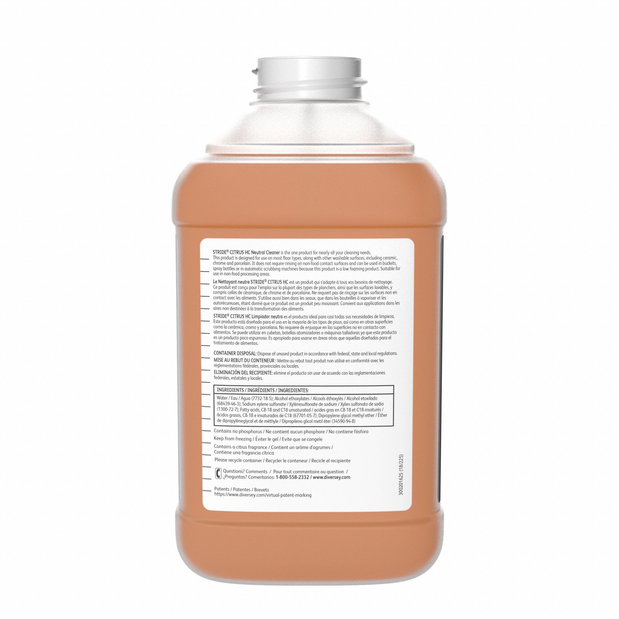 DIVERSEY Neutral Cleaner: Stride, 3, Fits J-Fill Dispenser Series, 2.5 ...