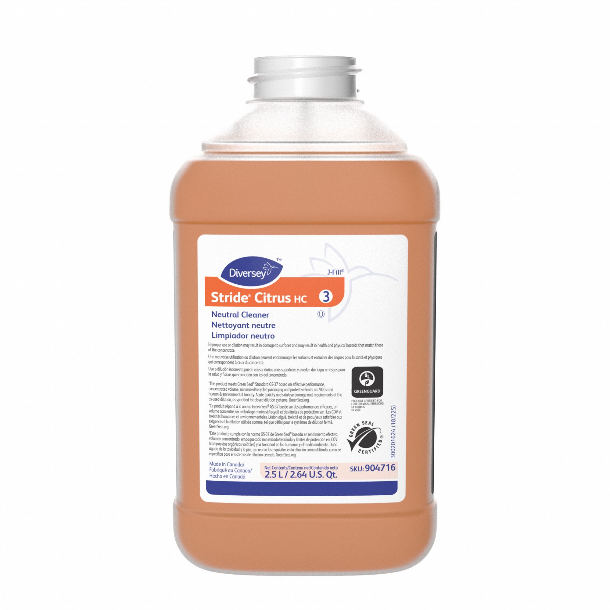 DIVERSEY, Stride, 3, Neutral Cleaner - 10C411|101109756 - Grainger
