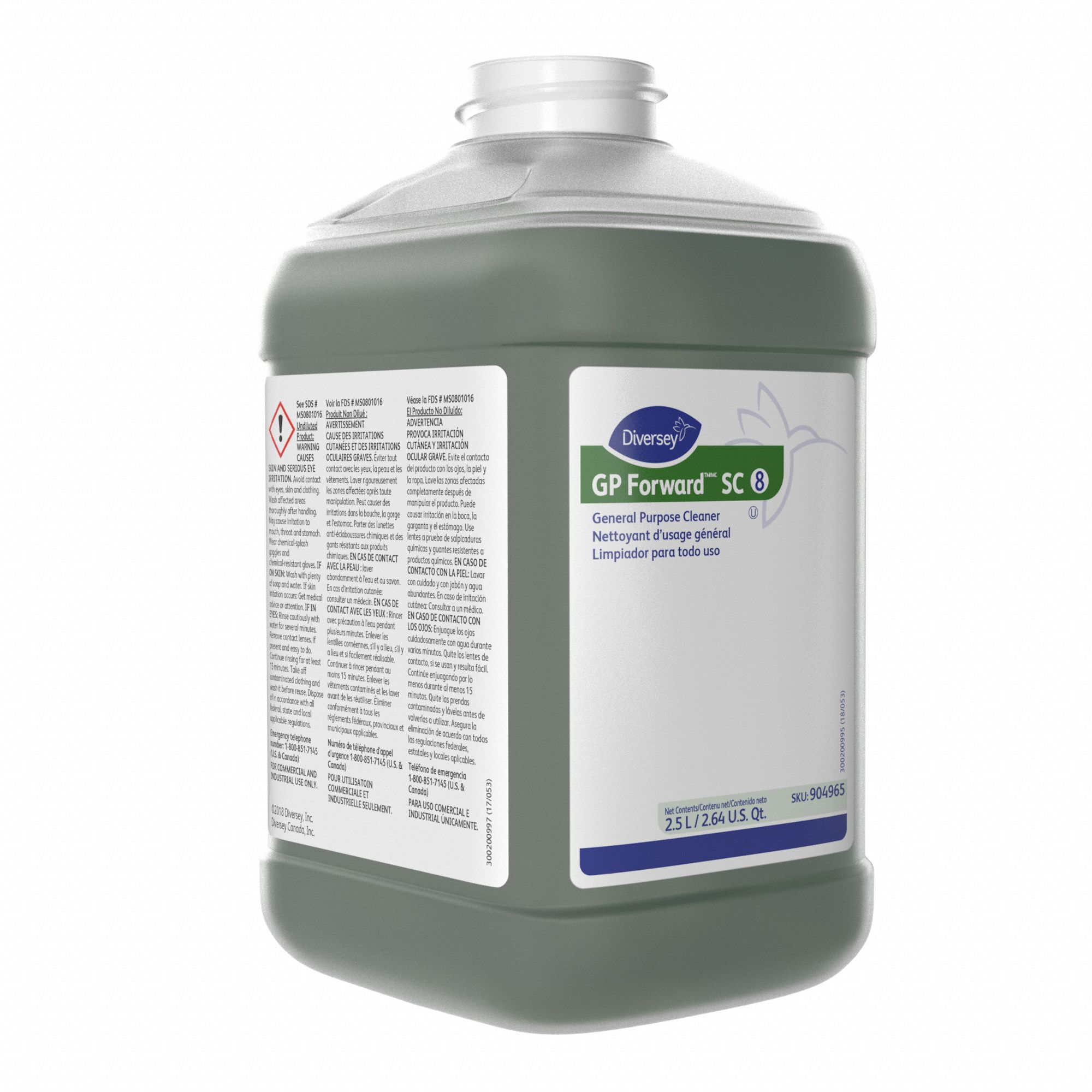 DIVERSEY General Purpose Cleaner: Gp Forward, 8, Fits J-Fill Dispenser ...