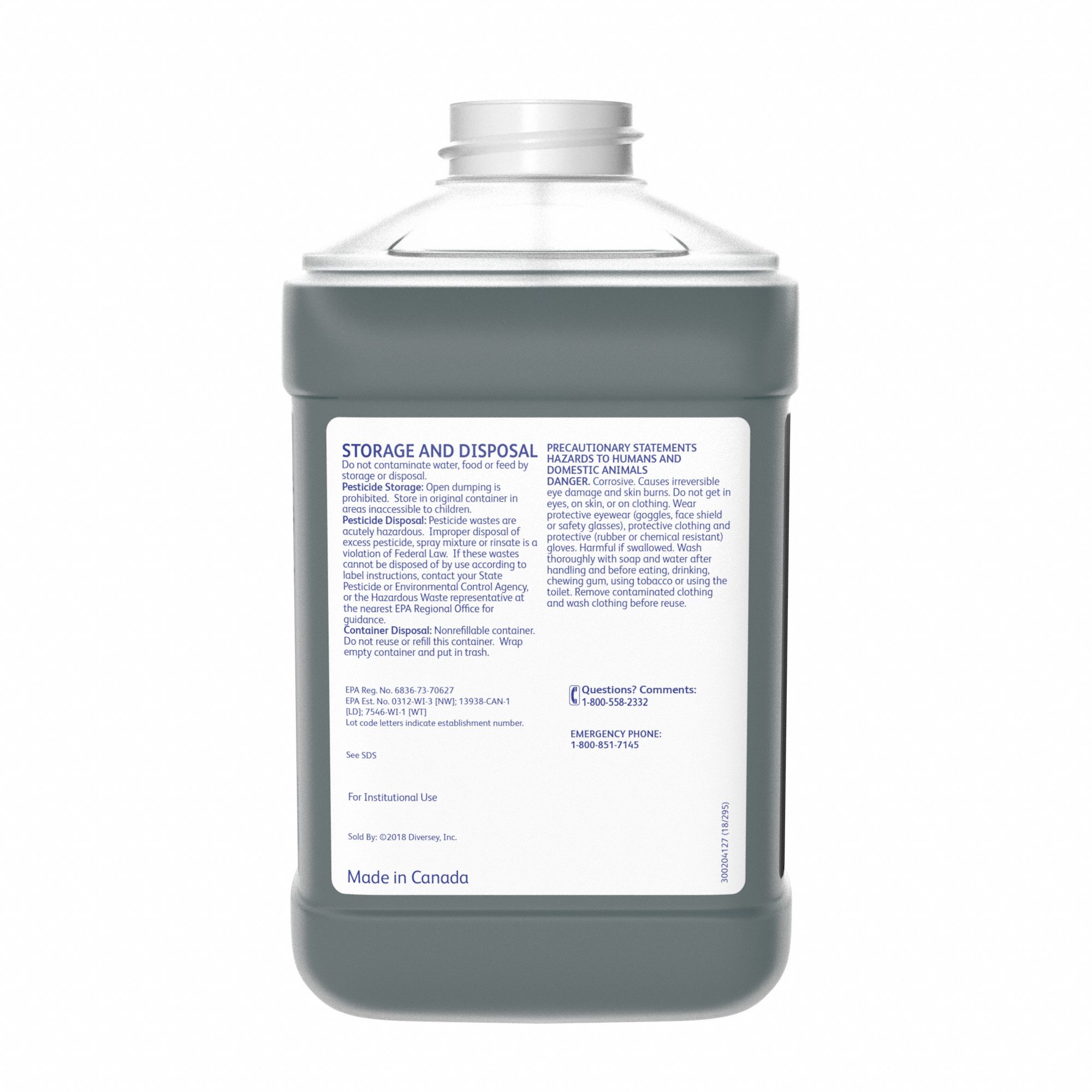 DIVERSEY Disinfectant Bathroom Cleaner: Crew, 22, Fits J-Fill Dispenser ...