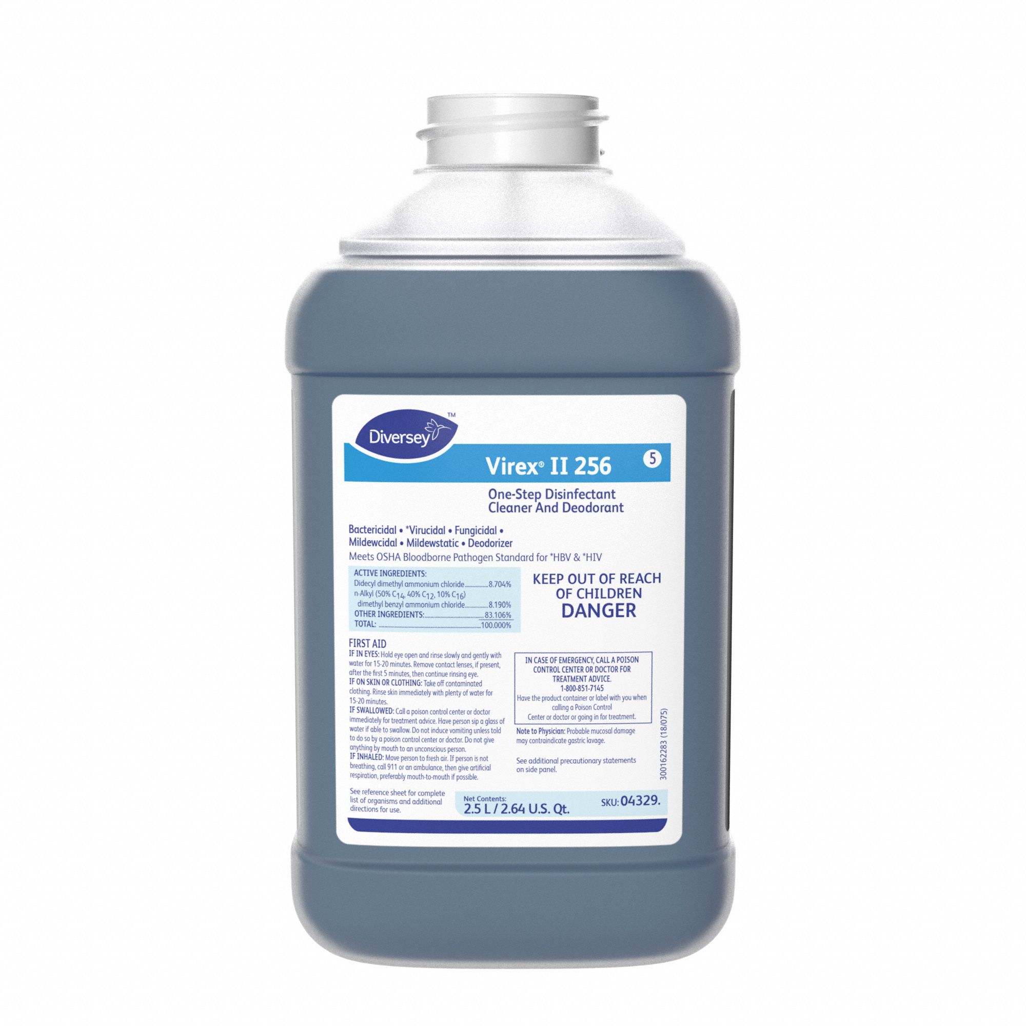 DIVERSEY, Virex, 5, Deodorizing Cleaner and Disinfectant Concentrate ...