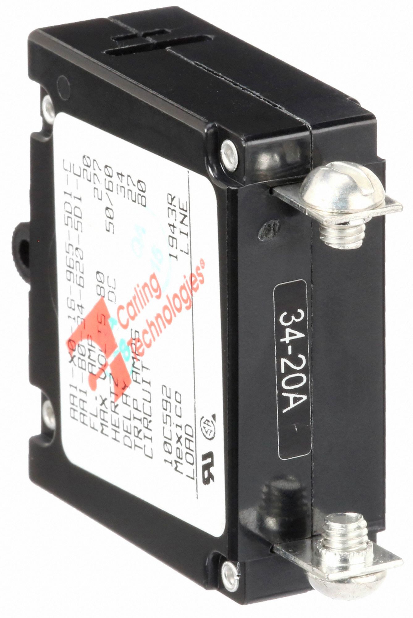 CARLING TECHNOLOGIES Panel Mount Circuit Breaker: 20 A Amps, 250/277V ...