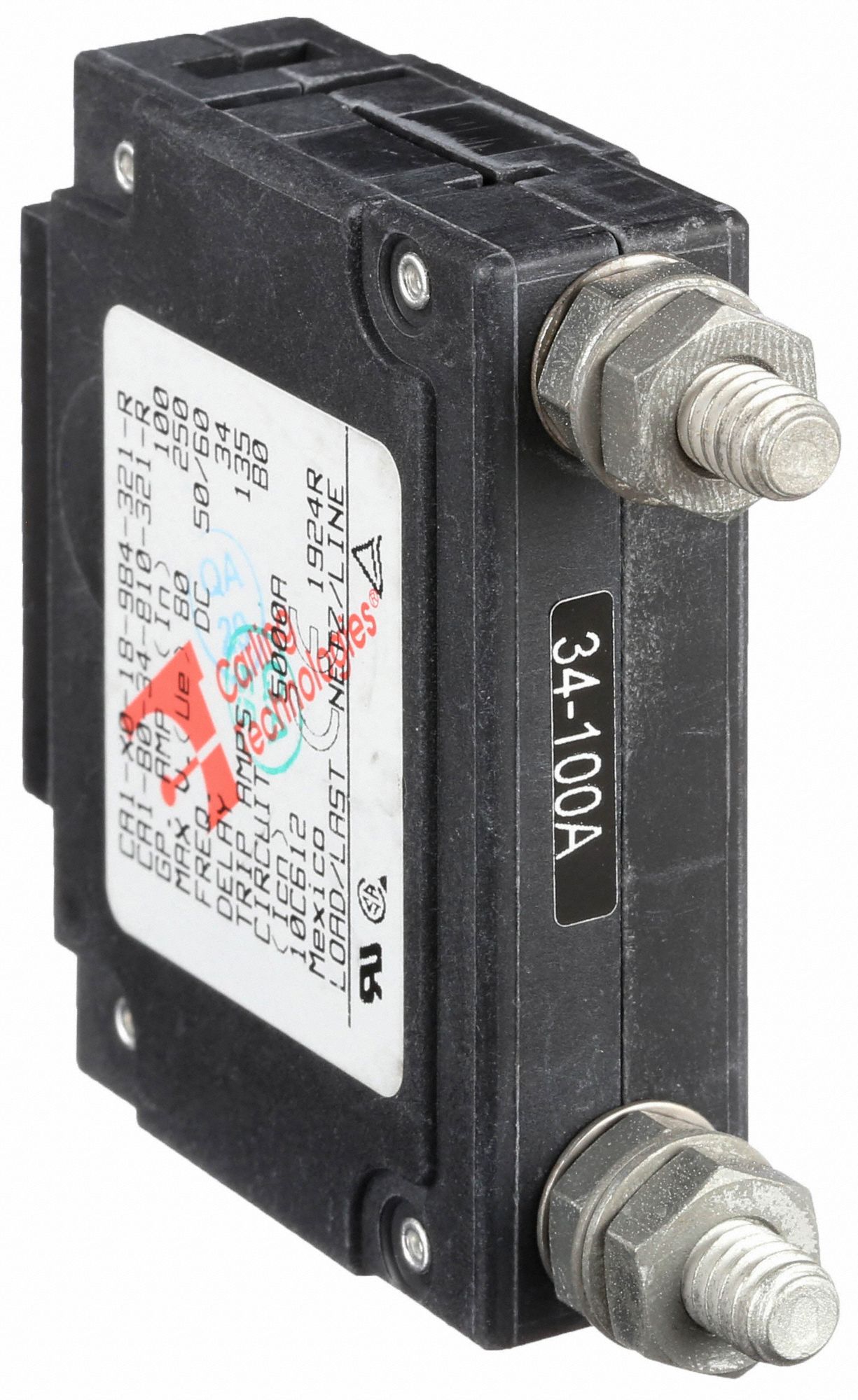 CARLING TECHNOLOGIES Panel Mount Circuit Breaker: 100 A Amps, 250V AC ...