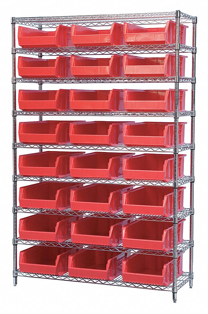 AKRO-MILS WIRE SHELVING,30280,RED AKROBINS - Stationary Bin Shelving ...