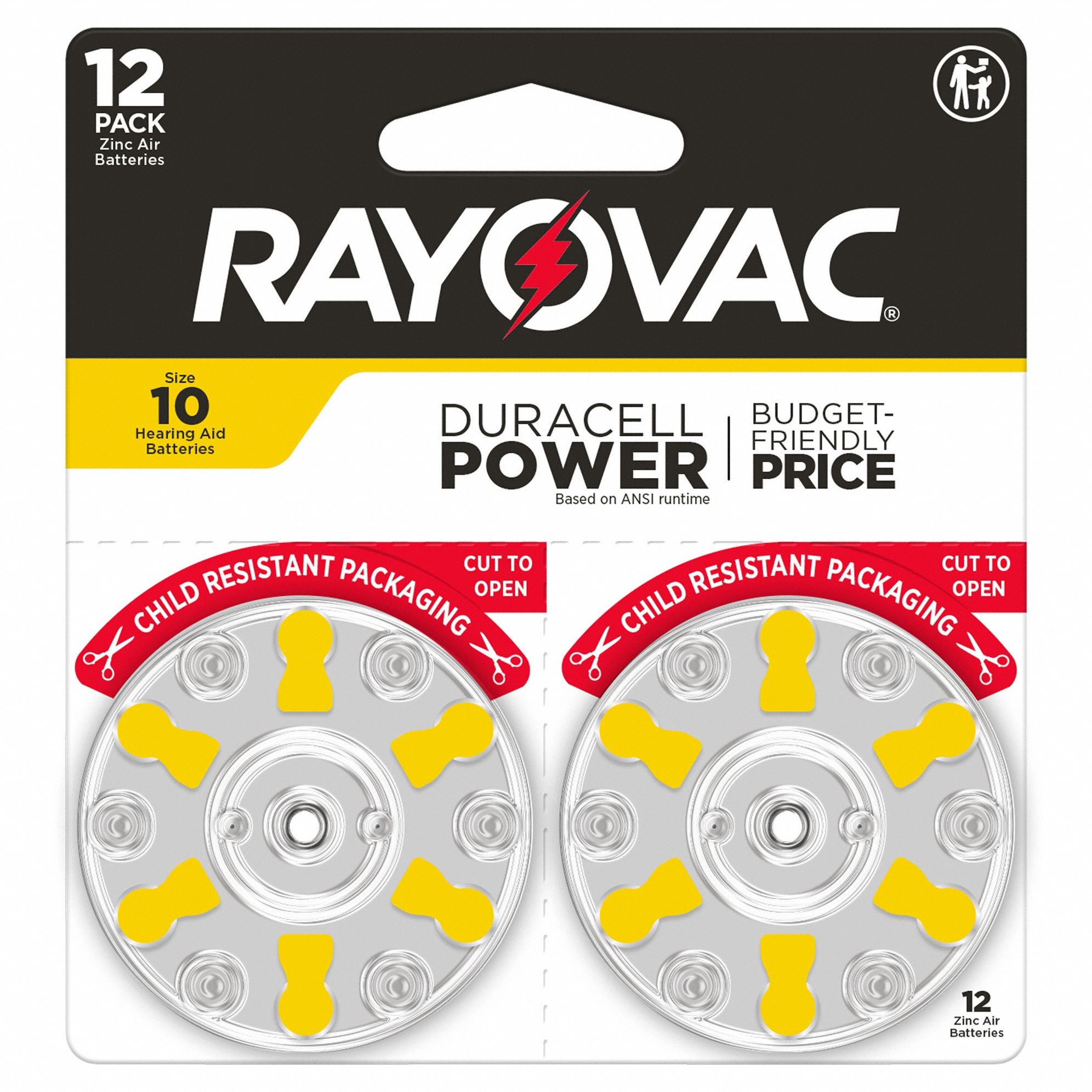RAYOVAC, 10 Battery Size, Zinc Air, Hearing Aid Batteries - 819YJ8|10CR ...