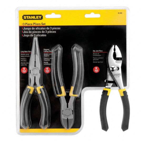STANLEY Plier Set: 3 Pliers, Deluxe Cushion Grip, Manual - 10D211|84 ...