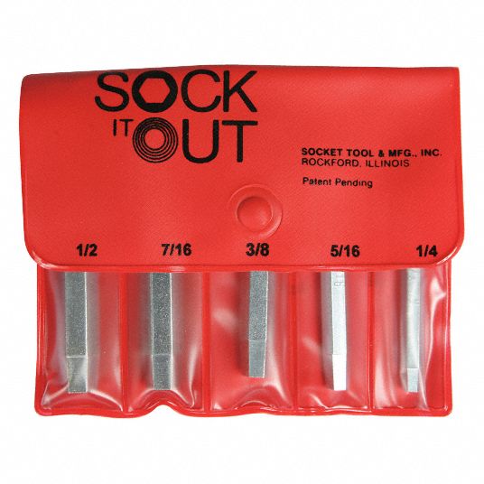 SOCK IT OUT, 5 Pc, 1/2 in/1/4 in/3/8 in/5/16 in/7/16 in Capacity, Screw ...