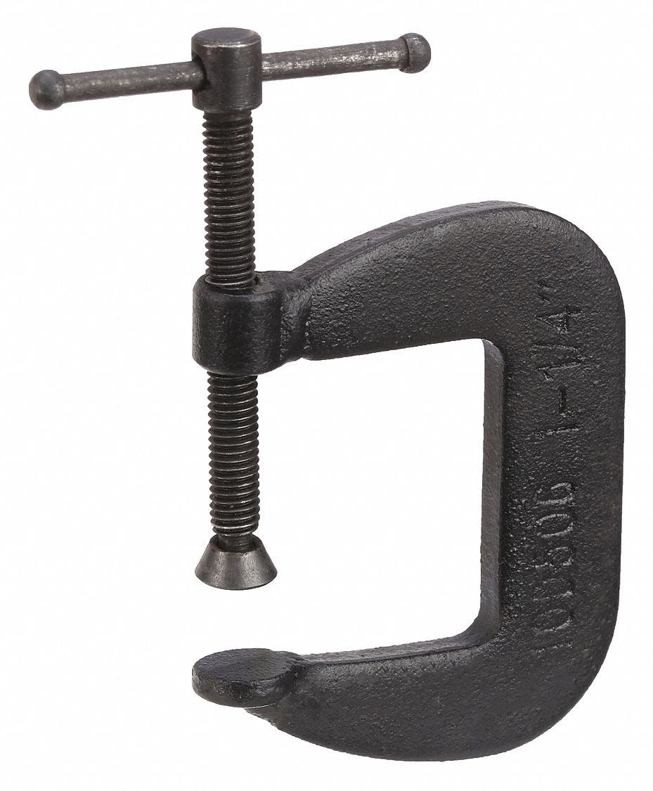 Regular Duty Forged Steel C-Clamp, 1 1/4 in Max. Opening, 1 1/4 in ...