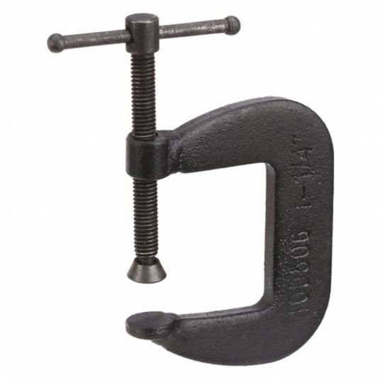 Regular Duty Forged Steel C-Clamp, 1 1/4 in Max. Opening, 1 1/4 in ...