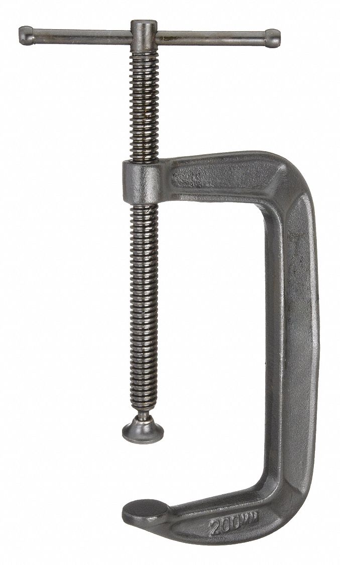 Regular Duty Cast Iron C-Clamp, 8 in Max. Opening, 4 in Throat Depth ...