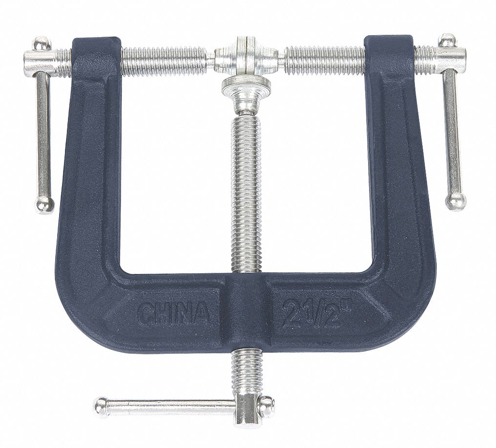 WESTWARD Regular Duty Forged Steel Edge C-Clamp, 2 1/2 in Max. Opening ...