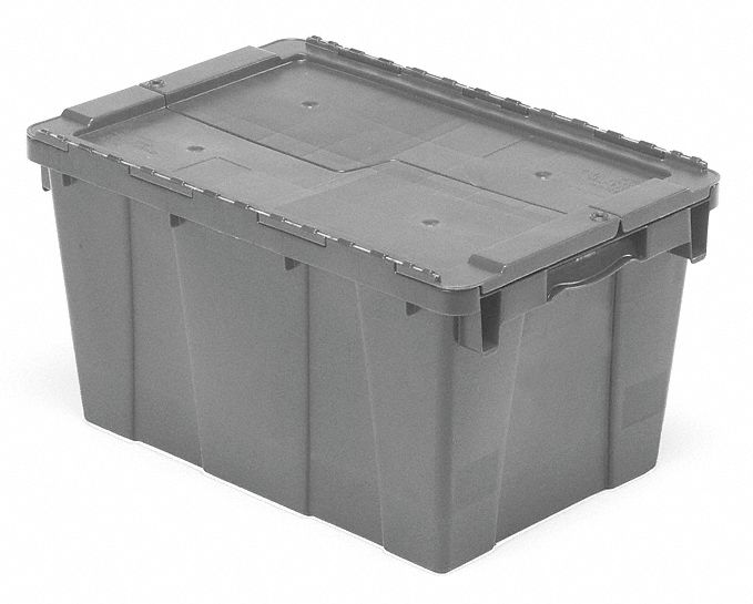 ORBIS ATTACHED LID CONTAINER,1.9 CU FT,GRAY - Straight Wall Containers ...