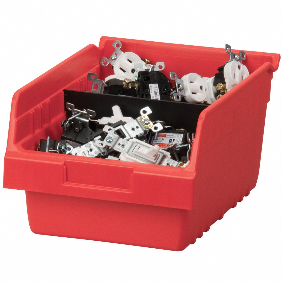 AKRO-MILS Shelf Bin: 11 5/8 in Overall Lg, 8 3/8 in x 6 in, Red ...